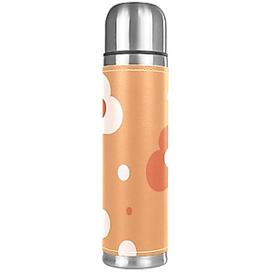 Stainless Steel Leather Vacuum Insulated Mug Flower Thermos Water Bottle for Hot and Cold Drinks Kids Adults 16 Oz