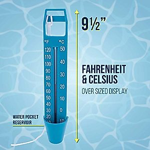 U.S. Pool Supply Scoop Analog Display Pool Thermometer with Jumbo Easy to Read Temperature Display