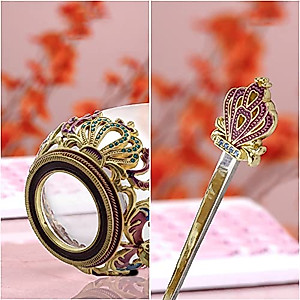 Youeon 12 Oz Enamel Glass Tea Cup with Lid and Spoon, Fancy Tea Cup with Crown, Clear Glass Cup with Gift Box, Handmade Glass Coffee Mug for Women, Girls, Birthday, Mother's Day, Valentines Day