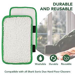 Mop Pads Replacement Compatible with Shark Sonic Duo Hardwood Floor Cleaner - Reusable and Washable Mop Cloth Refill (2 Pack)