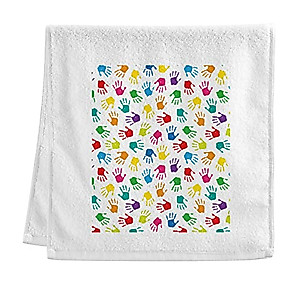 Oyihfvs Paint Hand Prints Colorful Seamless Pattern with Handprints 1 PC 100% Cotton Soft Towel, Face Towel, Highly Absorbent Bath Towels, Hand Towel Washcloth for Men Women Bathroom Beach Hotel