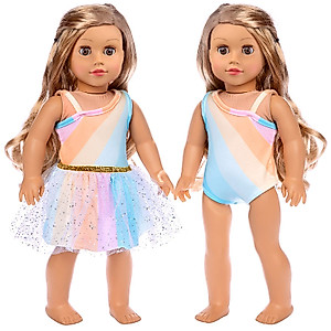 ZITA ELEMENT 11 Pcs American Doll Clothes Dress and Accessories for 18 inch Doll - 5 Sets Doll Outfits + 2 Pairs Random Style Shoes for 18 Inch Doll