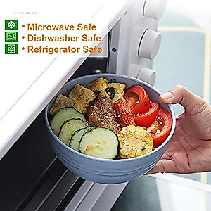 Unbreakable Wheat Straw Dinnerware Sets of 4, Farielyn-X Lightweight Bowls with Plates, Cups, Knives, Forks and Spoons for Camping Picnic, Dishwasher Microwave Safe Plates and Bowls sets, Kids & Adult