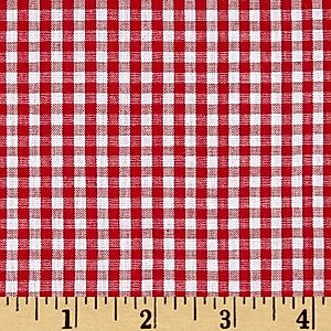 Wide Width 1/8" Gingham Check Red/White, Fabric by the Yard