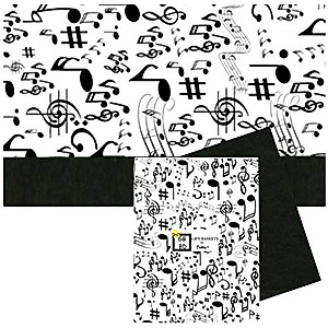 Tissue Paper Printed Designs and Matching Solid Tissue for Coordinating Gift Wrapping 24 Sheets 20" X 30" (Music Black)