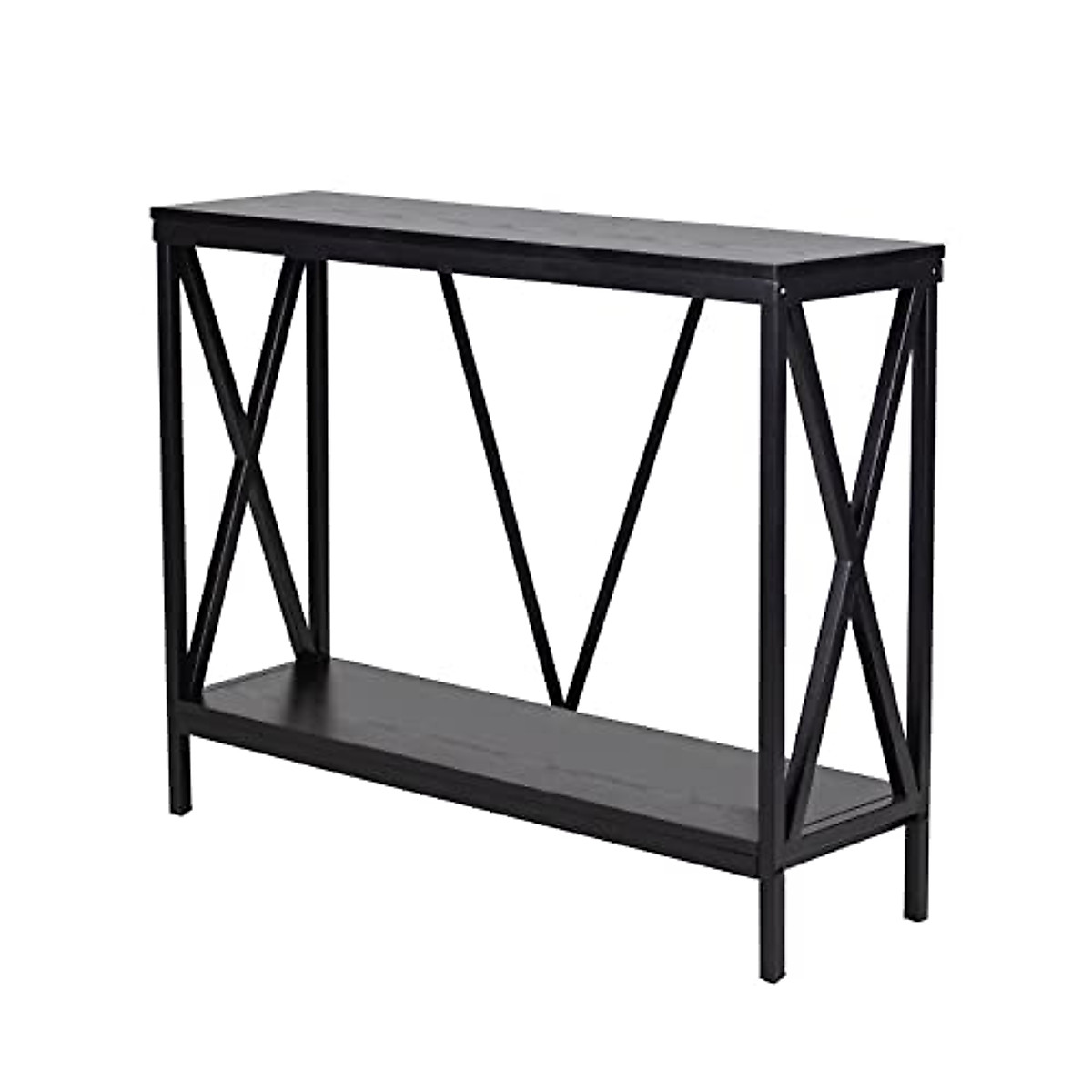 Aquatic Fundamentals 40/55 Gallon Metal/Wood, Aquarium Stand, Console Table, 48.25" L x 13" W, Black
