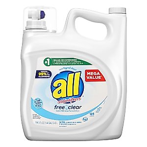 All Ultra with Stainlifters HE Liquid Laundry Detergent, Free Clear, Tough on Stains and Gentle on Skin - 184.5 Fluid Ounces, 123 Loads