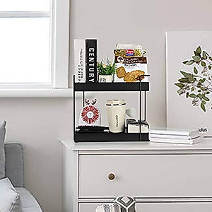 GDGDTOO 2 Tier Bathroom Storage Organizer Tray for Countertop, Cosmetic Organizer Holder Kitchen Spice Rack,Set of 1, Vanity Shelf,Black