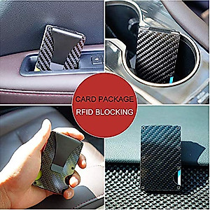 Lywencom Carbon Fiber Wallet,RFID blocking anti-theft card ultra thin cash credit holder black,metal money clip lightweight high classic portable durability (Black)