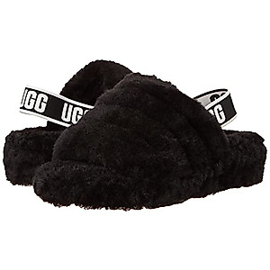 UGG Women's Fluff Yeah Slide Slipper, Black, 6 M US