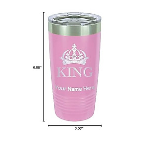 LaserGram 20oz Vacuum Insulated Tumbler Mug, King Crown, Personalized Engraving Included (Light Purple)