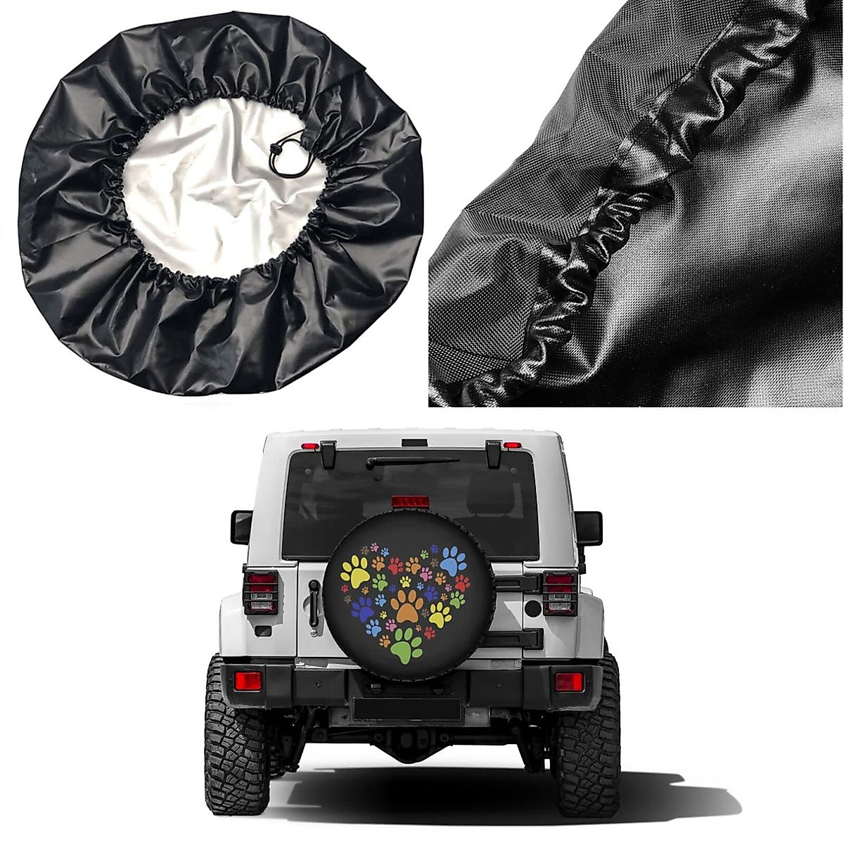 KiuLoam Cat Dog Paws Heart Print Spare Tire Cover Polyester Universal Sunscreen Waterproof Wheel Covers for Trailer Rv SUV Truck and Many Vehicles (17" for Diameter 31"-33")
