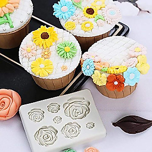 2PCS Rose Flowers silicone molds Cake Chocolate Mold wedding Cake Decorating Tools Fondant Sugarcraft Cake Molds
