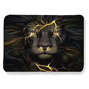RUI＆TONG Black and Gold Lion Animal Theme Interior Doormat Front Area Rug, Absorbent Non Slip Entry Rug, 39x60inches( 100x150cm)