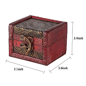 Wood Storage Box Mini Antique Jewelry Box Small Box Chinese Retro Nostalgic Wooden Multifunctional Desktop Storage Box Beautiful and Practical Convenient Storage of Jewelry and Makeup Tools(red)
