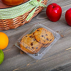 Clear Plastic Hinged Food containers - Sturdy Disposable Bakery Lid Cookie Container Boxes - 7”x 6”x2” (40)