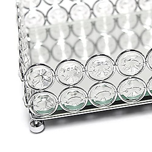 Elegant Designs HG1010-CHR Elipse Crystal Decorative Mirrored Jewelry or Makeup Cosmetic Perfume Vanity Organizer Tray, Chrome