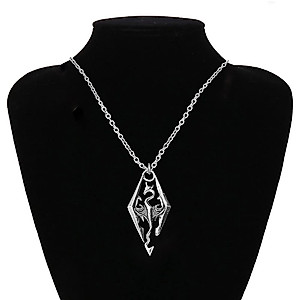 The Elder Scrolls SKYRIM Dragon Silvertone PENDANT/Necklace