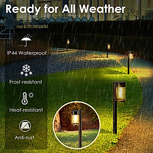 Solar Pathway Lights Outdoor, 10 Pack Metal & Glass Solar Lights Outdoor Waterproof Landscape Path Lights Solar Lights for Outside Yard Lawn Walkway Driveway Garden Decor