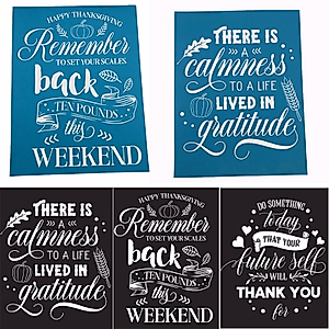 MANGOUSONG Screen Printing Kit,22x28cm Happy Thanksgiving Mesh Screen Stencils Self-Adhesive Silk Screen Printing Stencil for Canvas Bag Print Washable C