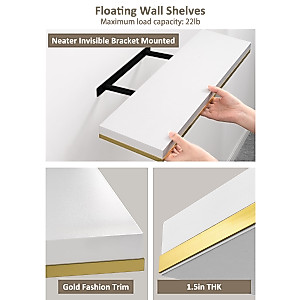 Sivapleso Floating Shelves Set of 2, Modern White Floating Shelves for Wall 24 Inches Long Wall Hanging Shelf with Invisible Brackets for Room Wall