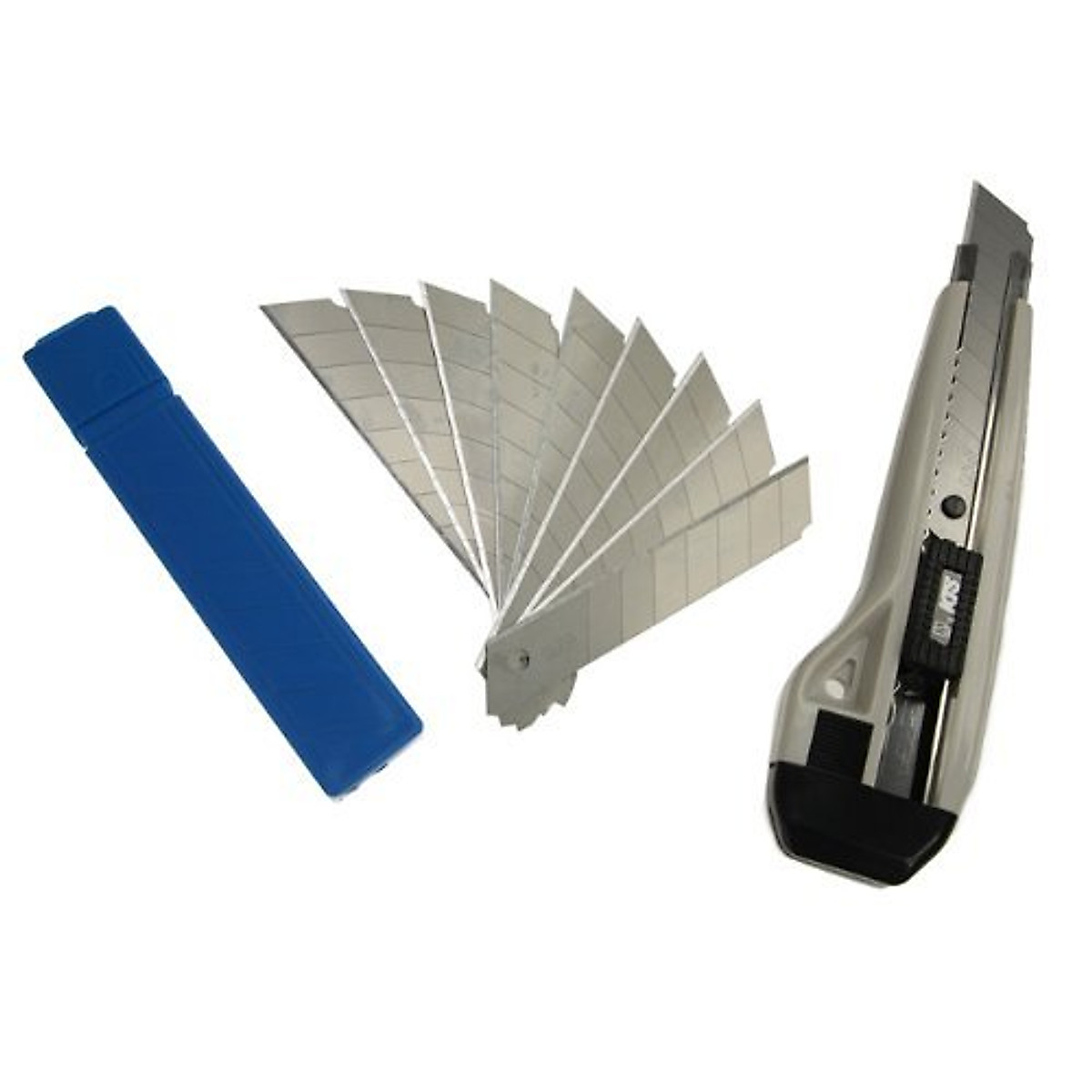SDI-0423 Snap-off Utility Knife with 12 Set of Sk2+cr Blades, 18mm Medium Duty Cutter