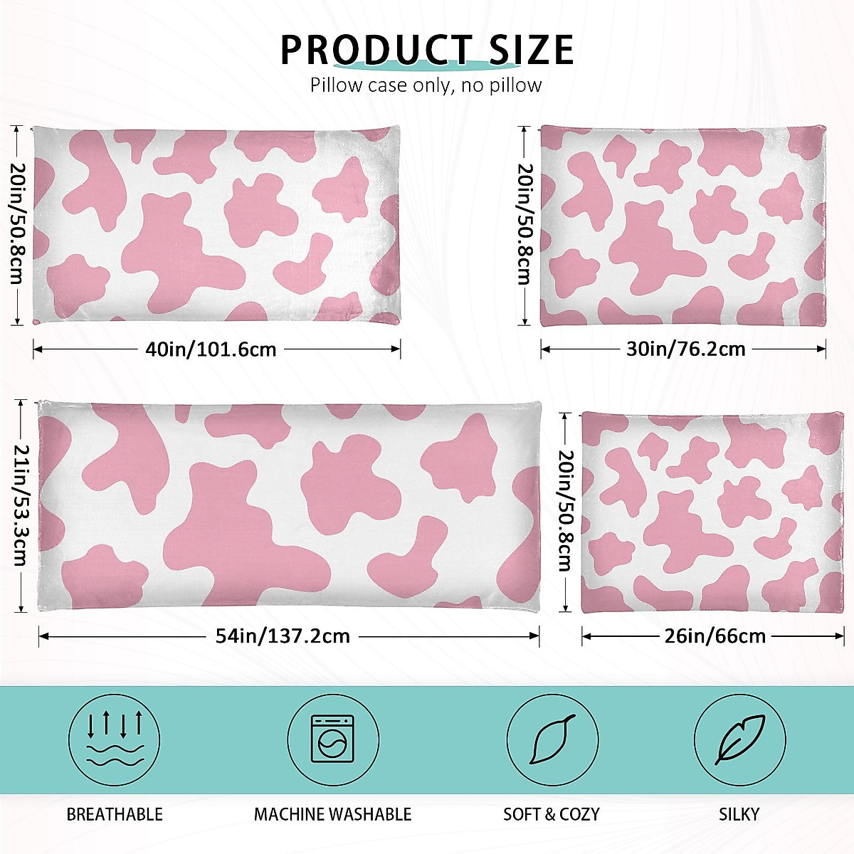 Pink Cow Print Camo Fluffy Pillow Cases Covers, Pillow Cases Queen, Warm and Fuzzy Polyester Pillowcase, 4 Optional Sizes