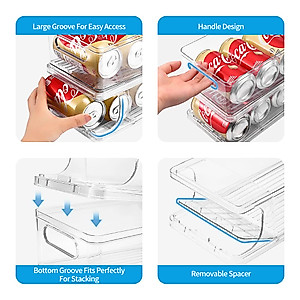 Xicennego 2-Tier Stackable Soda Can Organizer for Refrigerator, Fridge Can Organizer Dispenser, Beverage Can Holder for Refrigerator, Pantry, Cupboard