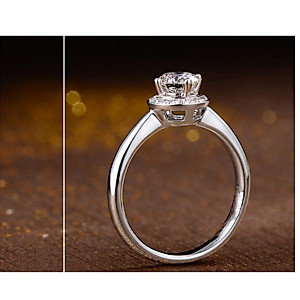 Uloveido 5mm Diamond Cut Halo Promise Engagement Anniversary Rings - Fashion 925 Sterling Silver Wedding Jewelry for Women1.54g Size 6 LJ045