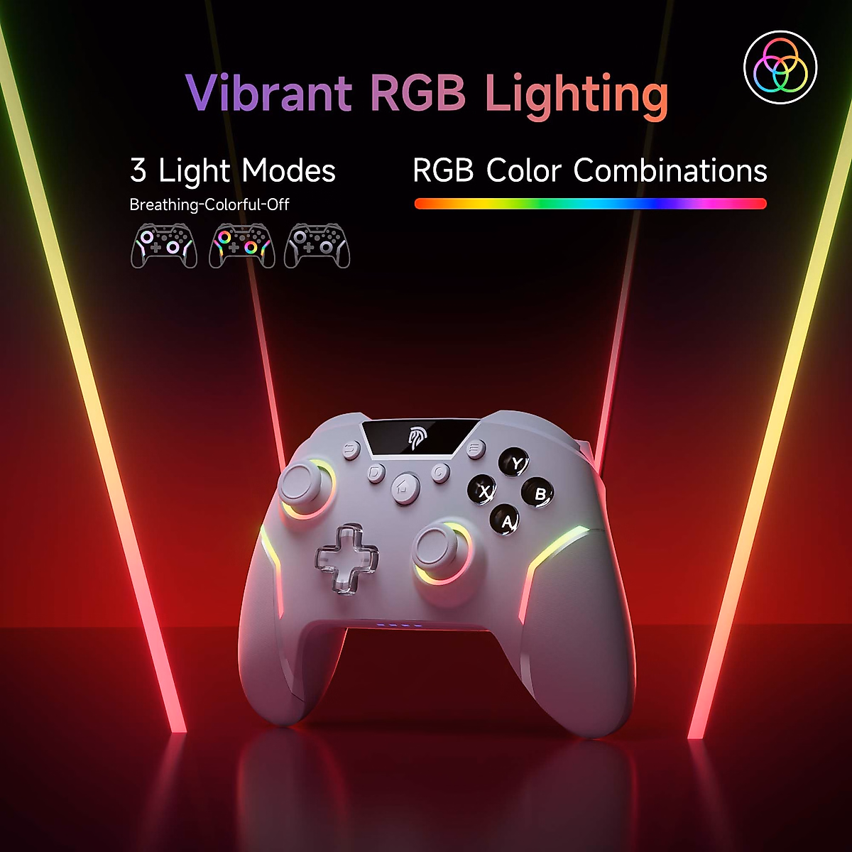EasySMX X20 Wireless Gaming Controller with RGB Backlit, 2-Stage Hall Effect Stick, 1000Hz Polling Rate, 6-Axis Gyro on Multi-Platform, Mech Buttons- Compatible with PC/Switch/Steam/Android