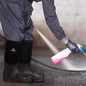 D DRYCODE Work Boots for Men with Steel Shank, Waterproof Rubber Boots 7mm Neoprene Insulated Anti-slip Mud Rain Boots, Black, Size 5-14