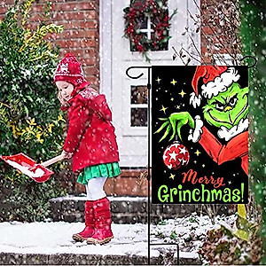 Christmas Festival Garden Flag 12x18 Inch, Christmas Merry Star Fall Flags Double Sided, Burlap Flag Holiday Farmhouse Patio Yard Outdoor Party Decor Gift