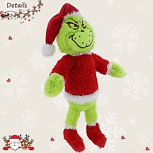 AZATE Christmas Green Monster Plush Toys, Dog Plush, Delightful Gift for Children, Christmas Decorations