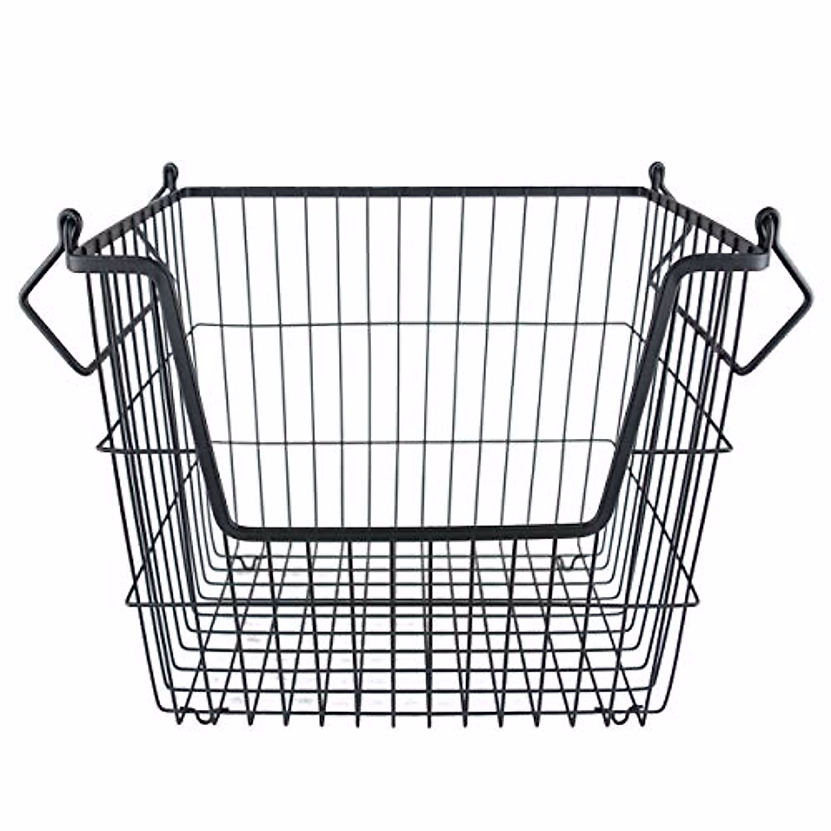 DII Metal Wire Mesh Stackable Utility Storage Bin, Large Rectangle, 13x10x11", Black