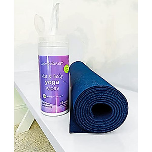 Yoga Wipes for Body and Mat - Natural Lavender and Tea Tree - 45 Wipes in Resealable Canister - by Jasmine Seven - for Home, Studio, Gym, Spa