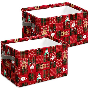 SOLONDA Large Foldable Storage Basket with Handles Closet Baskets for Organizing, Winter Snowman Snowflake Polyester Basket for Storage, Collapsible Storage Bin 10 x 14 x 8 inches