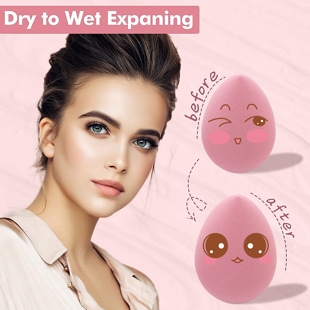 8 PCS Makeup Sponges Blender Latex-Free Vegan Beauty Sponge Professional Beauty Sponge Blender Makeup Egg Foundation Blending