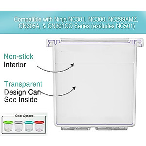 4 Pack Containers Extra Replacement for Ninja Creami Pints and Lids, (16oz) Cups Compatible with NC301 NC300 NC299AMZ Series Ice Cream Maker - Dishwasher Safe, Leak Proof Lids Pink-Mint-Grey-Blue
