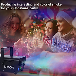 Fog Machine, 500W Portable Led Fog Machine with 11ft Wired Receiver and Wireless Remote Control, Three-Color Smoke Machine Suitable for Christmas/Valentine's Day/Halloween/Wedding/Party/DJ (Black)