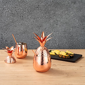 Restaurantware 24-OZ Pineapple Drink Tumbler: Perfect for Bars Restaurants and Catered Events - Copper Drink Cup with Silver Stainless Steel Interior Lining and Straw Slot - 1-CT