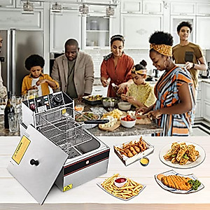 WeChef Electric Deep Fryer with Basket 2500W 12.7 Qt Countertop Stainless Steel Frying Machine Commercial Home Chicken Funnel Cake Bar