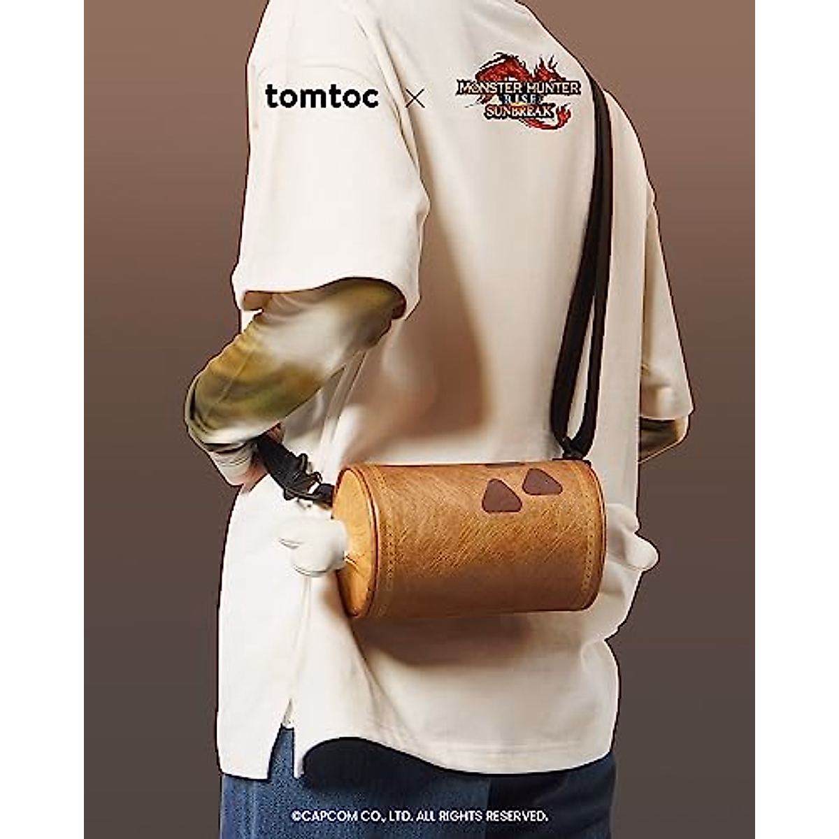 tomtoc Steak Daily Sling Bag, Monster Hunter Mini Crossbody Bag, Eco-friendly DuPont Material, Great for Holding Mobile Phones, Cosmetics, Keys, AirPods, Credit Cards, A Must-have for Hungry Hunters!