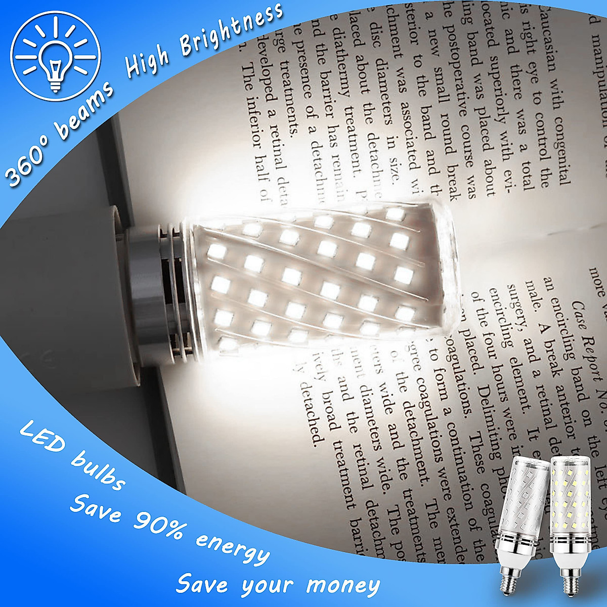 Heifymi E12 100W Led Candelabra Bulbs Replacement, 6000k Daylight Bright White, E12 12W Led Candle Light Bulbs T6 C7 1200lm, E12 Base Chandelier Pendant Ceiling Fan Bulbs, Non-Dimmable, 4Pack