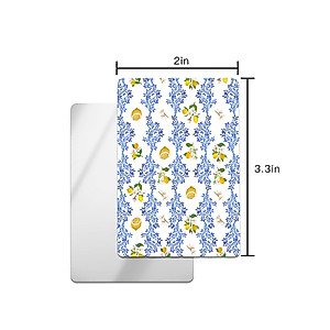 Carosoffe Summer Lemon Small Compact Mirror for Purse, Blue Leaves Flower Botanical Travel Makeup Mirror for Women Men, Rectangular Handheld Compact Pocket Mirror 4 PCS