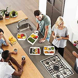 Airtight Fruit Storage Containers for Fridge with Lids, Food Storage Containers with Handle & 4 Removable Colanders, Refrigerator Organizers and Storage for Fresh Fruits, Vegetable Fresh Keeper