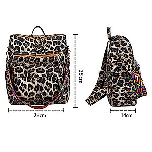 Fashion Leopard Women Backpack Girls Ladies PU Leather Purses Travel Shoulder Bag Student Schoolbag (Leopard brown)