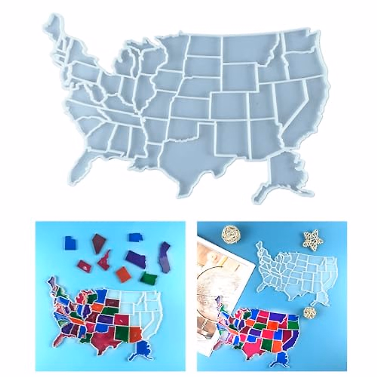 Silicone Jewelry Tray Epoxy Resin Casting Mold US Map Mat Teapot Mat Tray Mold for Jewelry Making Table Wine Tray Resin Silicone molds for Jewelry