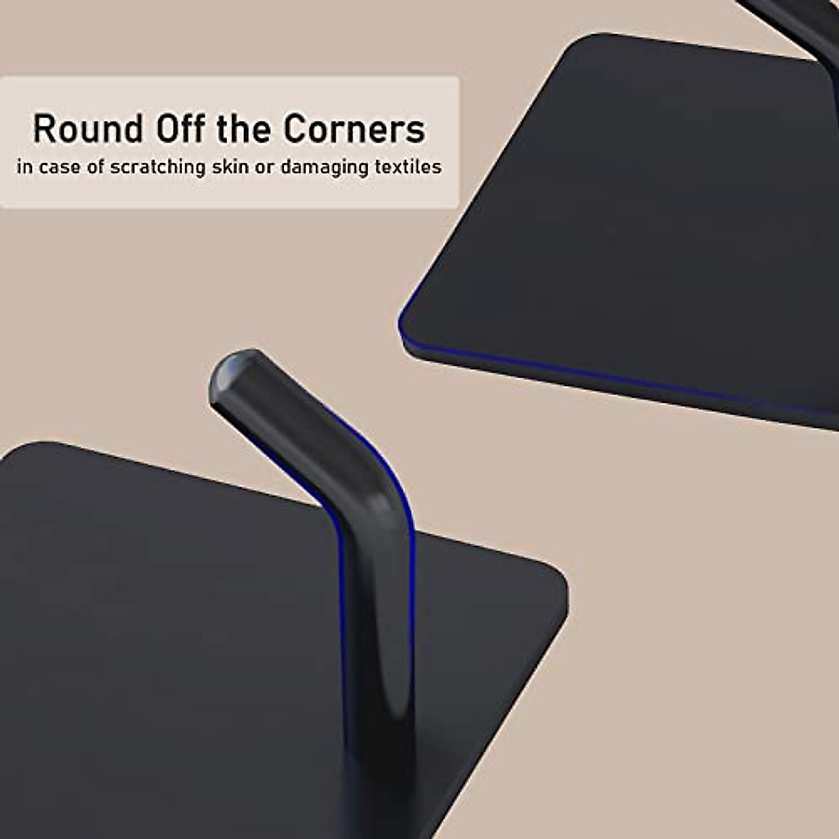 JIQGOZBAN Adhesive Hooks 4 Packs, No Drill Heavy Duty Sticky Wall Hooks Stainless Steel No Rust for Home Entryway Hanging Clothes, Bathroom Towels Hangers, Kitchen Utensils Holders (Matte Black)