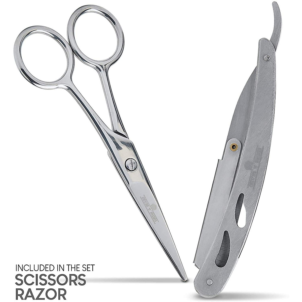 Beard Straightener Grooming Kit for Men, Beard Growth Kit, Beard Wash, Brush & Comb, Unscented Growth Oil, All Natural Chanel Balm, Conditioner, Razor & Scissors, Great Gift Idea for Men's