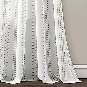 Lush Decor Hygge Stripe Window Curtain Panel Pair, 84 in x 52 in (Long x Wide), Taupe & White